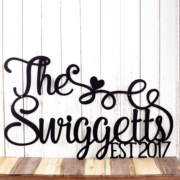 Personalized Metal Cursive Name & Established Year Sign – Refined ...